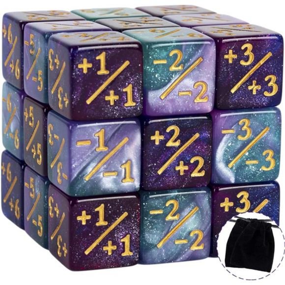 Toys | 24 Pcs Token Dice Counters Magic The Gathering Starry Sky Marble ...